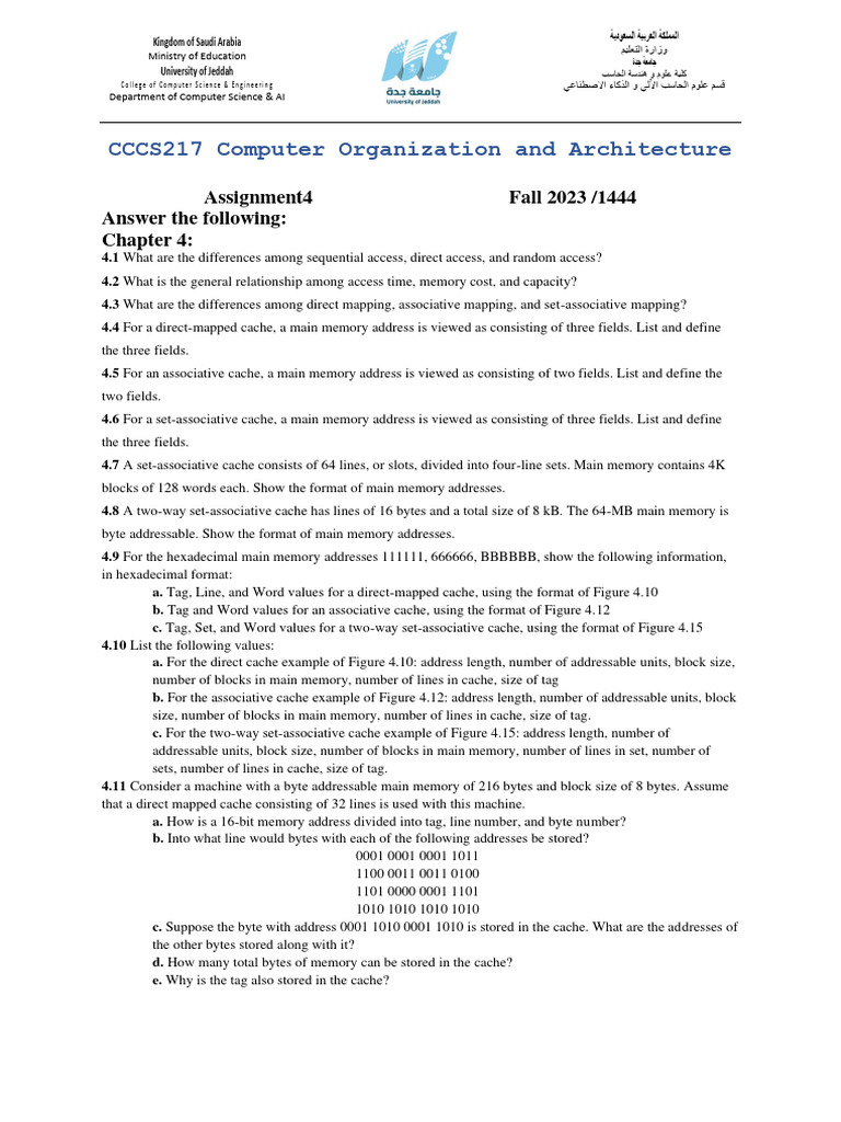 Assignment3_Chapter4_7 | PDF | Input/Output | Central Processing Unit