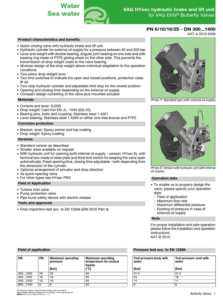 KAT-A 5512 EKN-HYsec Edition1 en 07-11 | PDF | Valve | Bearing (Mechanical)