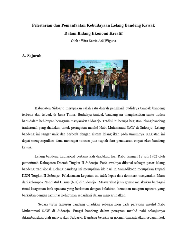 Lelang Bandeng Kawak: Ekonomi Kreatif Sidoarjo | PDF