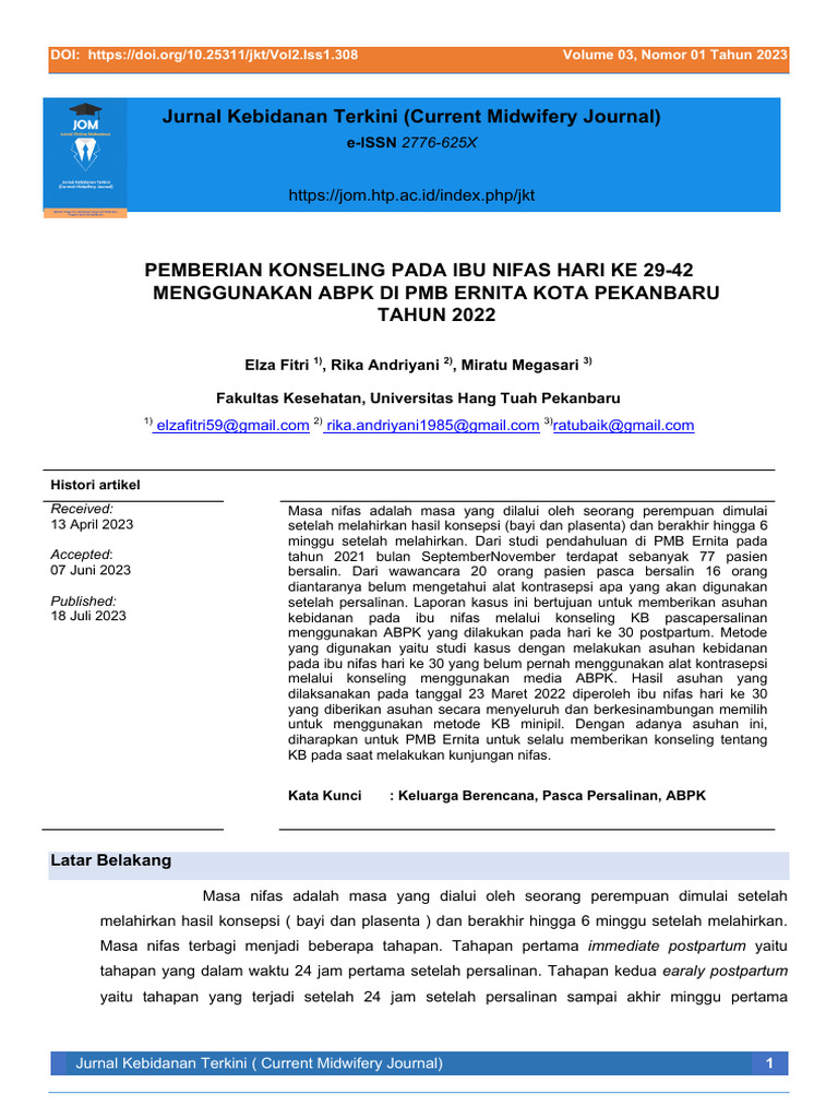 Konseling KB Ibu Nifas dengan ABPK | PDF