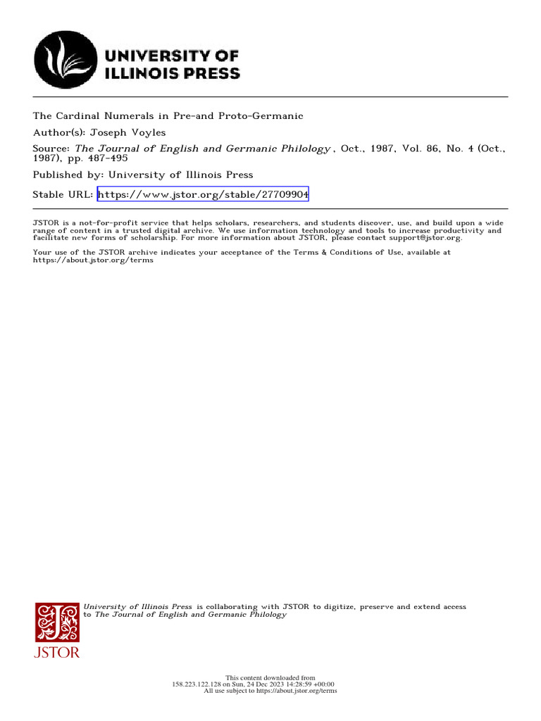 Pre-Proto-Germanic Cardinal Numerals | PDF | Linguistics | Human ...