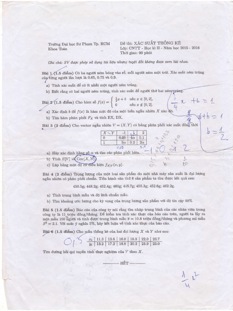 XSTK 2 2015 2016 | PDF