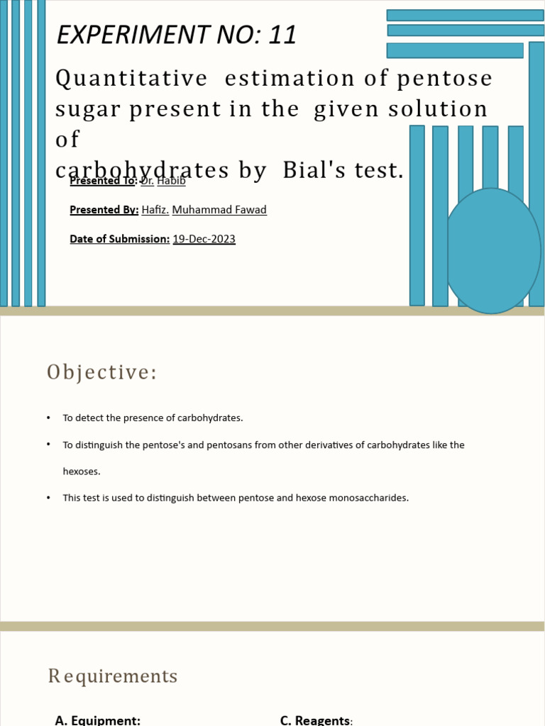 Bial's Test for Pentose Sugar Detection | PDF | Carbohydrates | Chemistry
