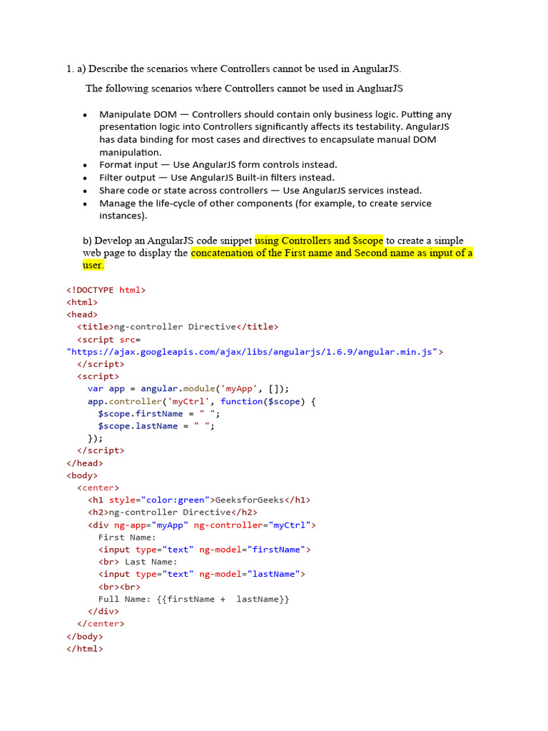 Question Bank-1 | PDF | Angular Js | Networking Question Bank-1 | PDF | Angular Js | Networking