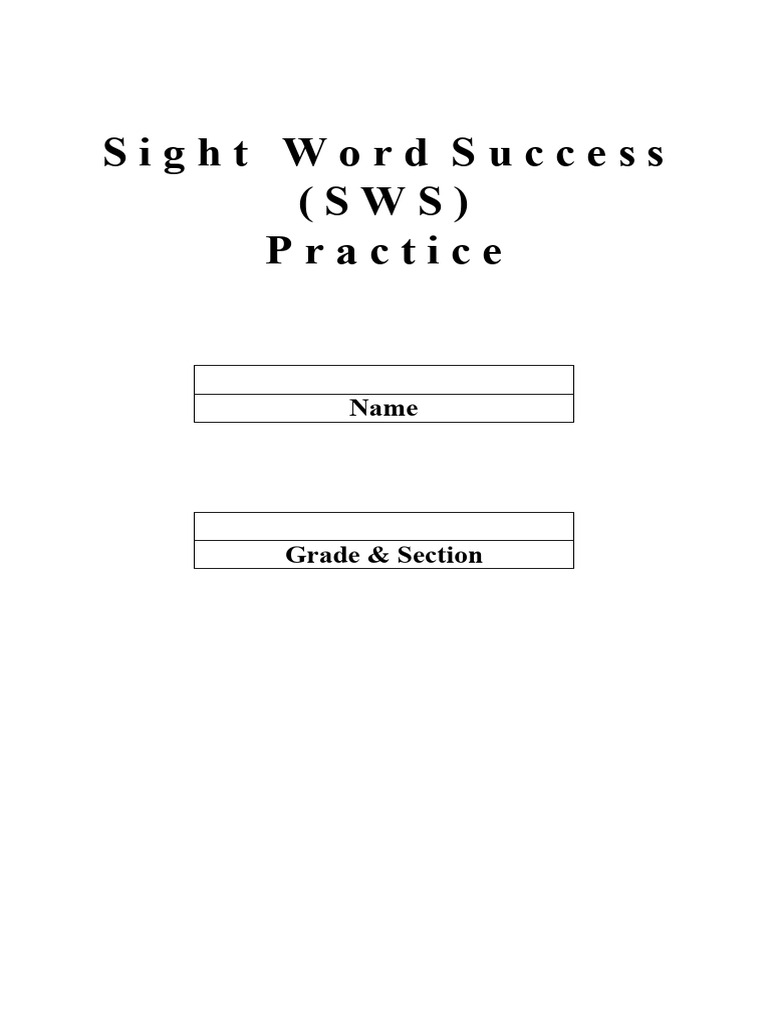 Sight Words Success | PDF