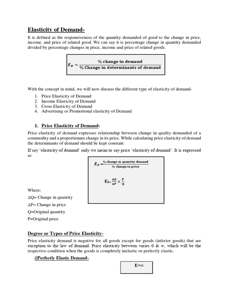 Elasticity of Demand NOTES 1 | PDF