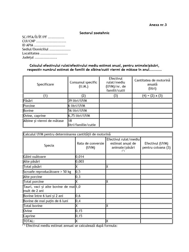 Anexa 3 Zootehnie | PDF