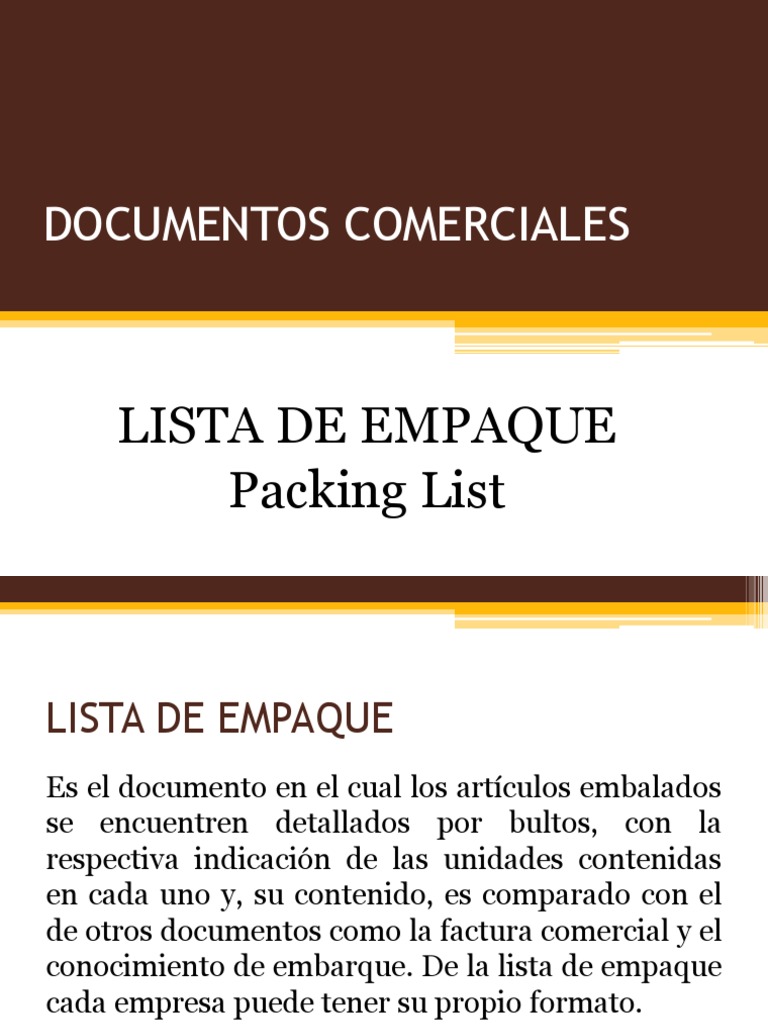 LISTA DE EMPAQUE | Factura | Almacén
