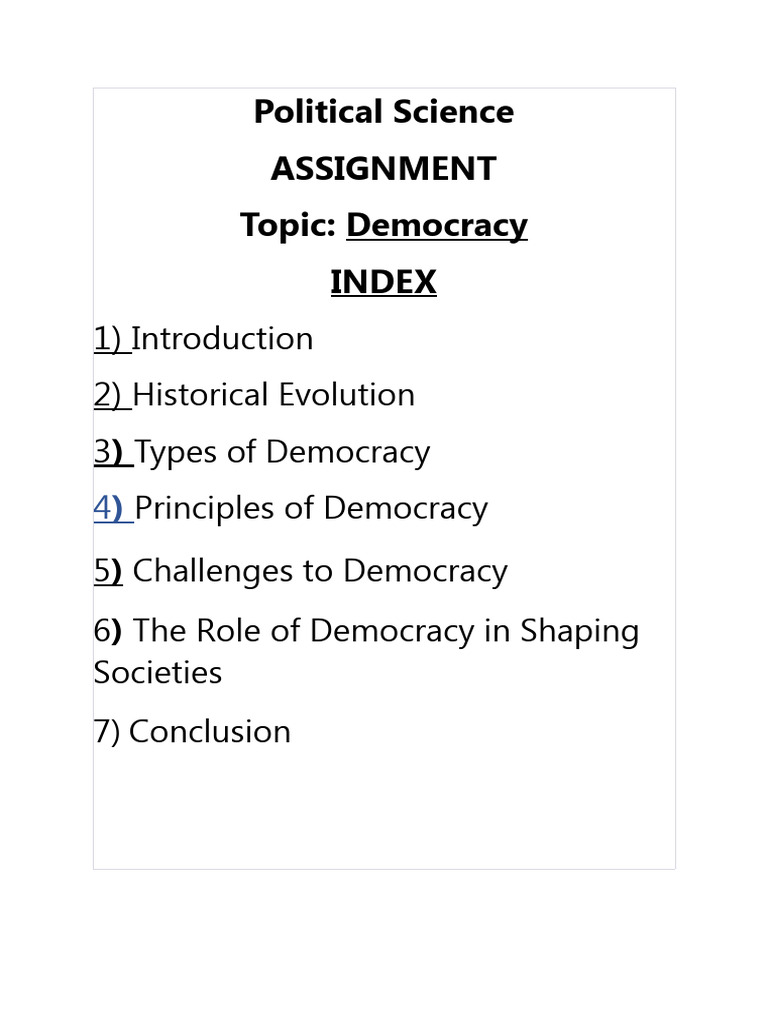 Political Science Assignment Democracy | Download Free PDF | Democracy ...