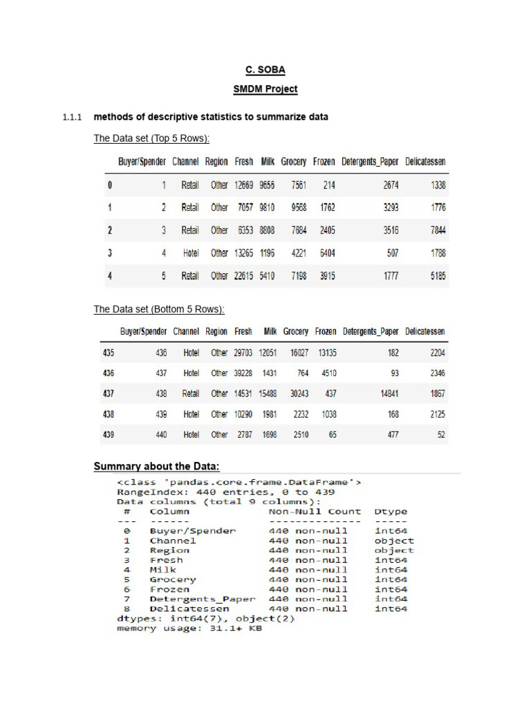 SMDM Project (C. Soba) | PDF | Statistics | Statistical Theory