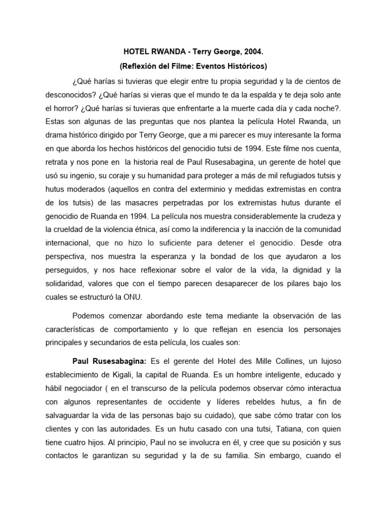Hotel Rwanda | PDF | Genocidio de Ruanda | Hutu