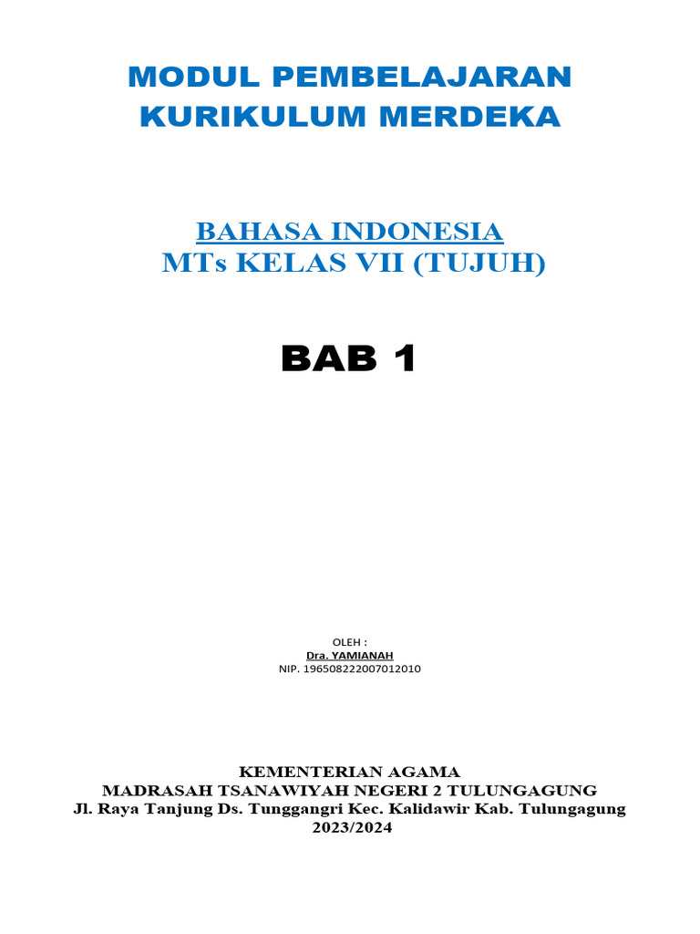 Modul Ajar BINDO BAB 1 | PDF