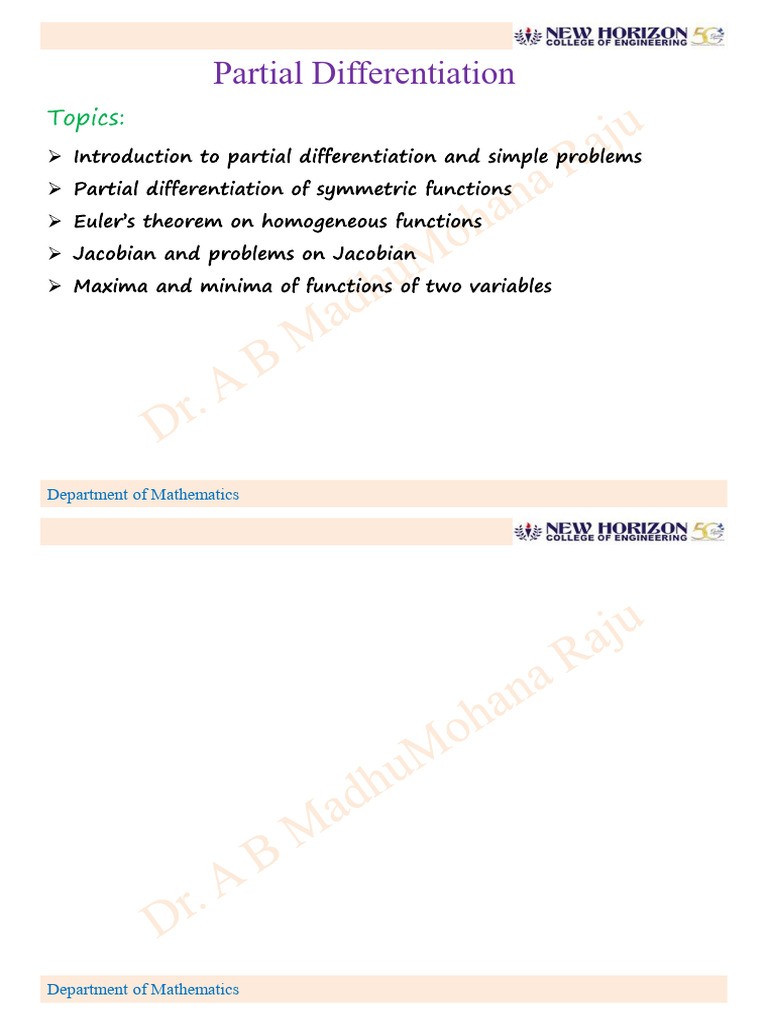 01 Partial Differentiation Lecture Notes | PDF