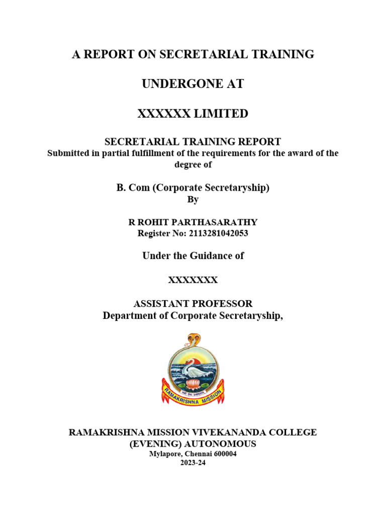 Opening Pages For Secretarial Training | PDF