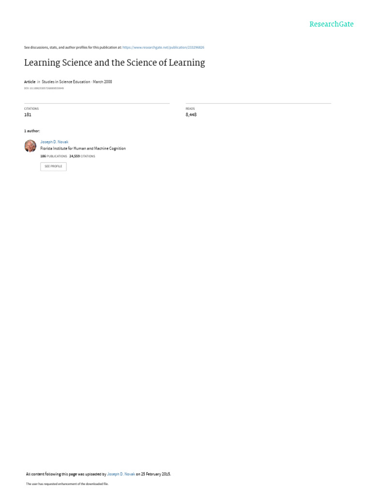 Learning Science and The Science of Learning | PDF | Learning ...