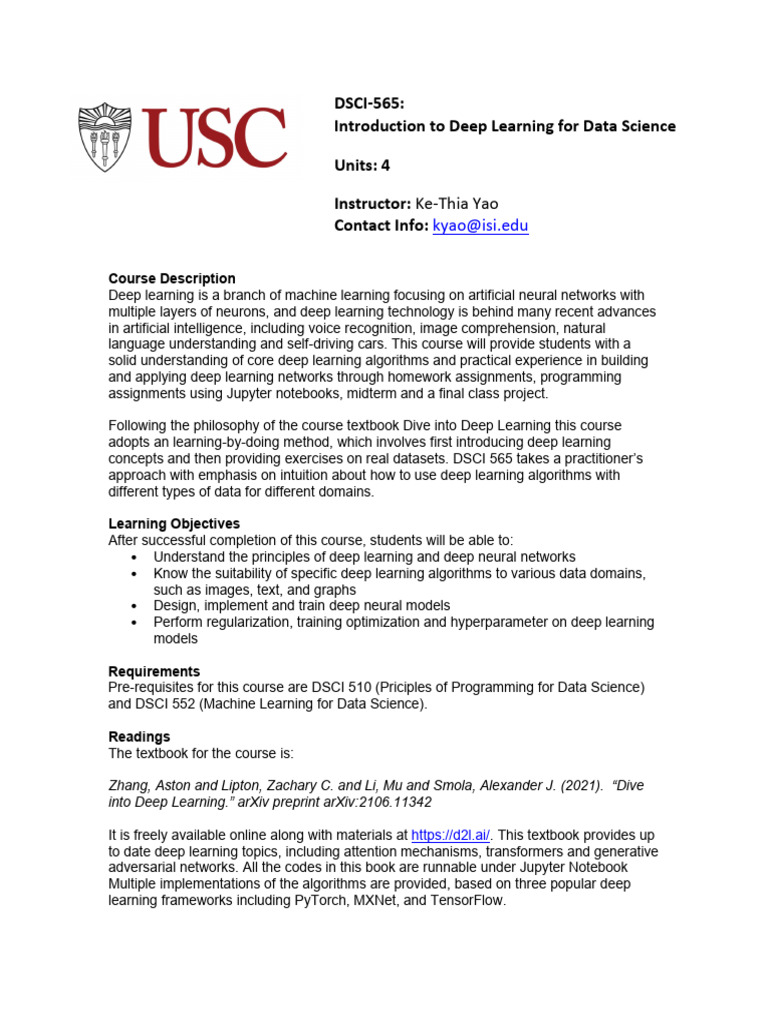 Syllabus DSCI-565 2023 Fall | PDF