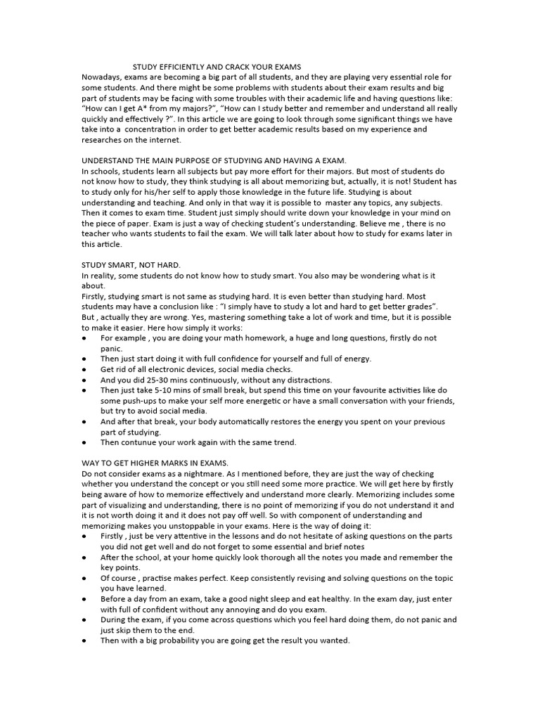 Study Efficiently and Cra | PDF | Understanding | Procedural Knowledge