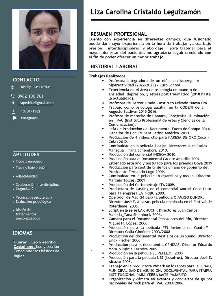 CV LIZA CRISTALDO ACTUALIZADO | PDF