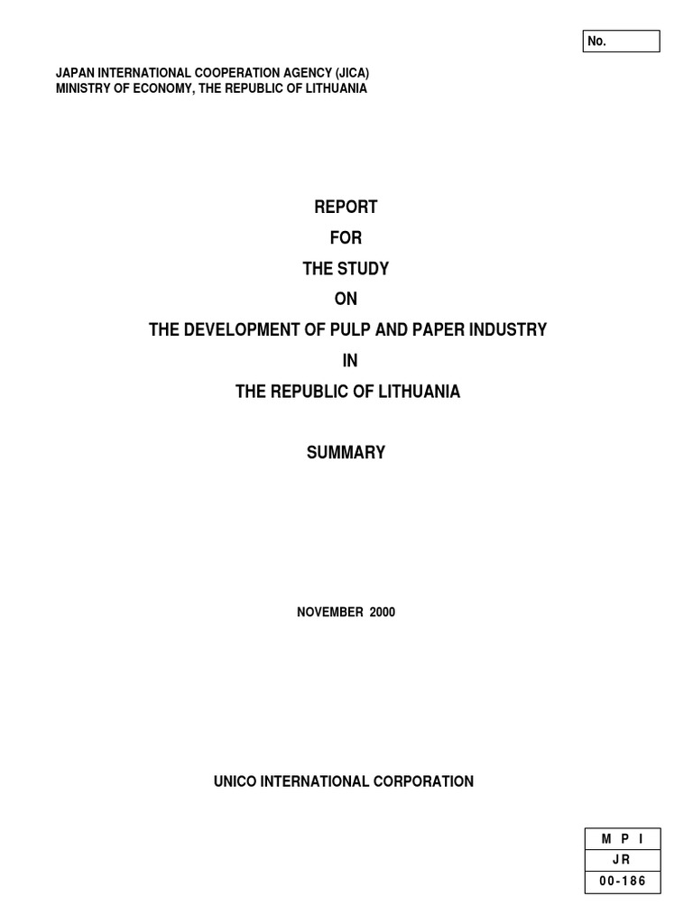 FOR The Study ON The Development of Pulp and Paper Industry IN The ...