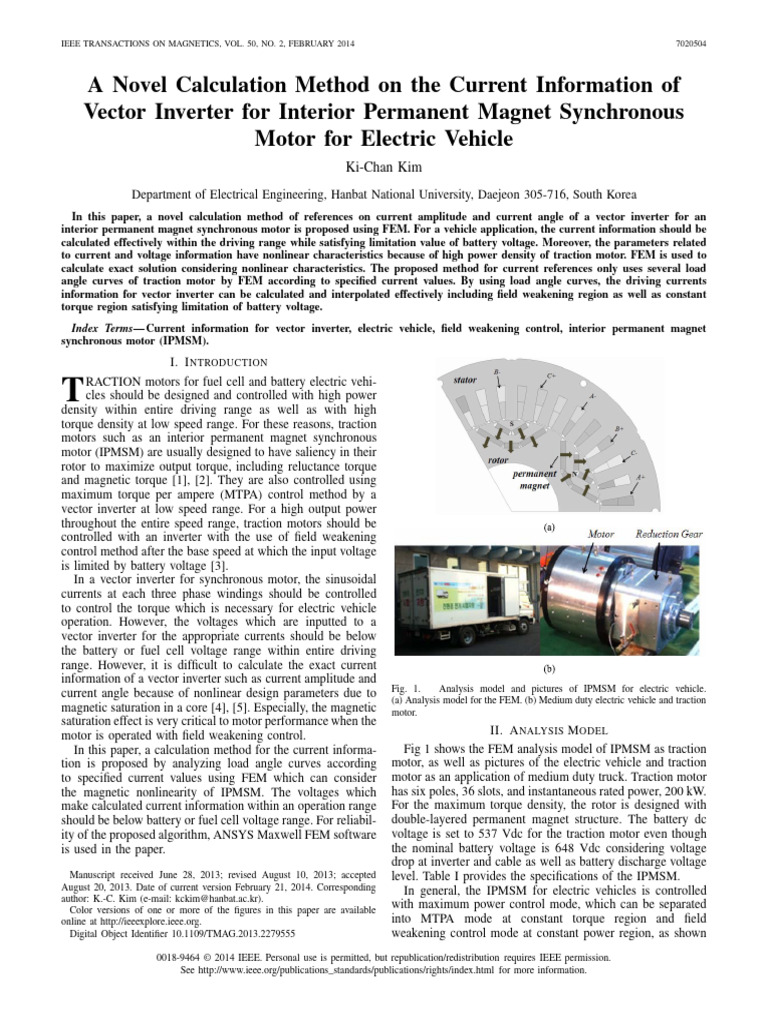 Current Calculation for Vector Inverter in EVs | PDF | Electric Motor ...
