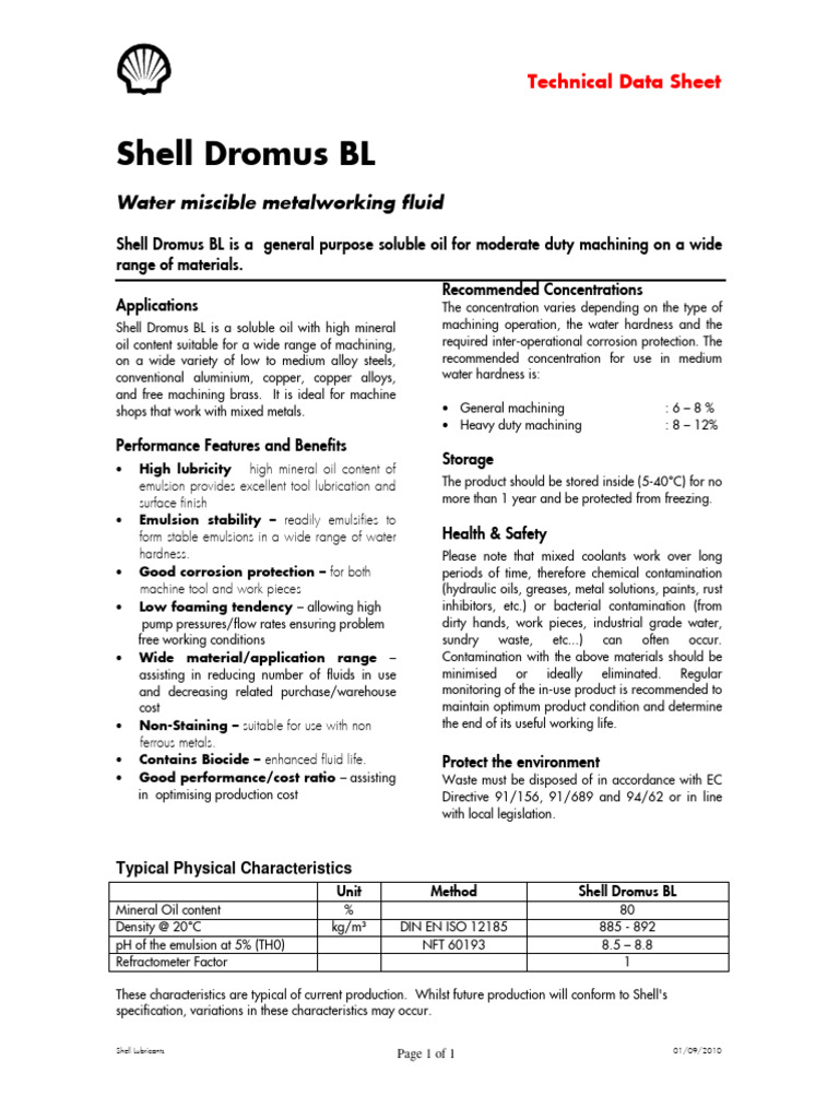 Shell Dromus B | PDF | Mechanical Engineering | Chemistry