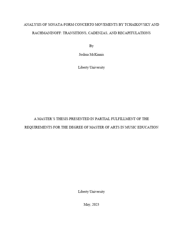 Analysis of Sonata-Form Concerto Movements by Tchaikovsky and ...