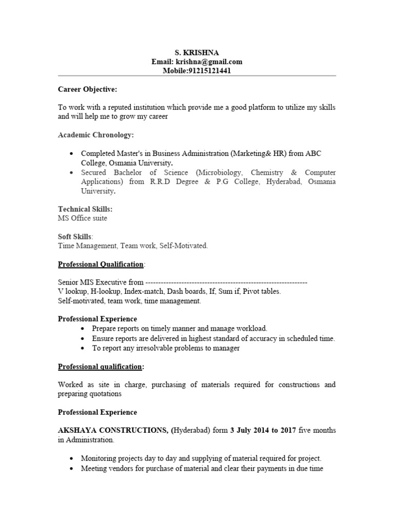 Resume Mis | PDF | Recruitment | Information