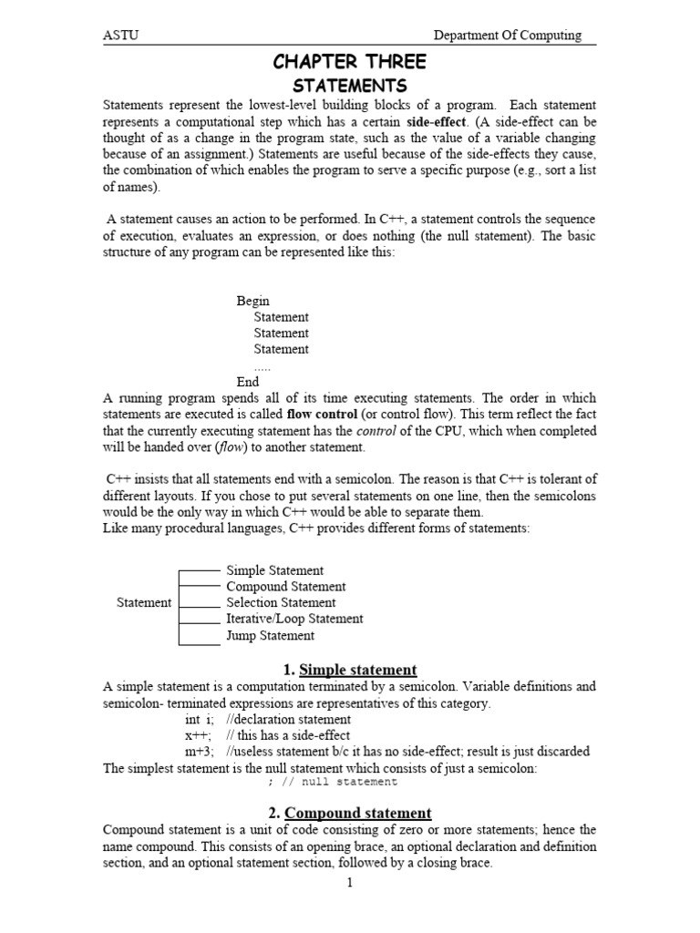 Chapter Three: Statements | PDF | Computer Program | Programming