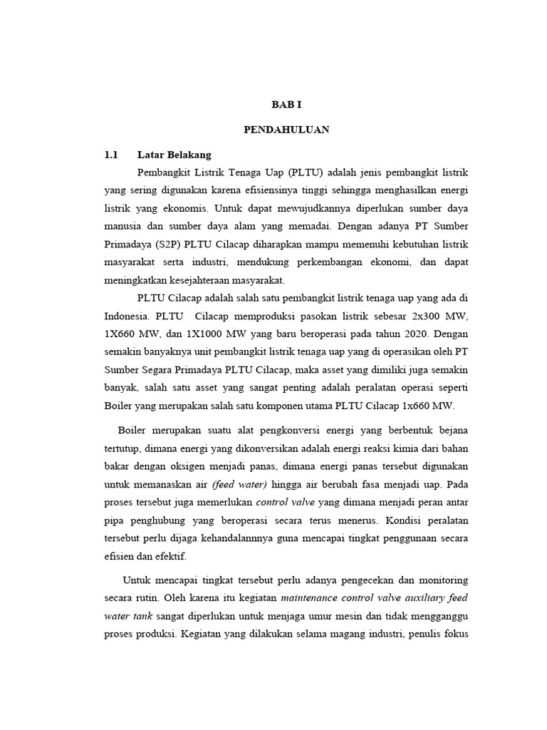 Pemeliharaan Control Valve PLTU Cilacap | PDF | Bisnis | Sains & Matematika