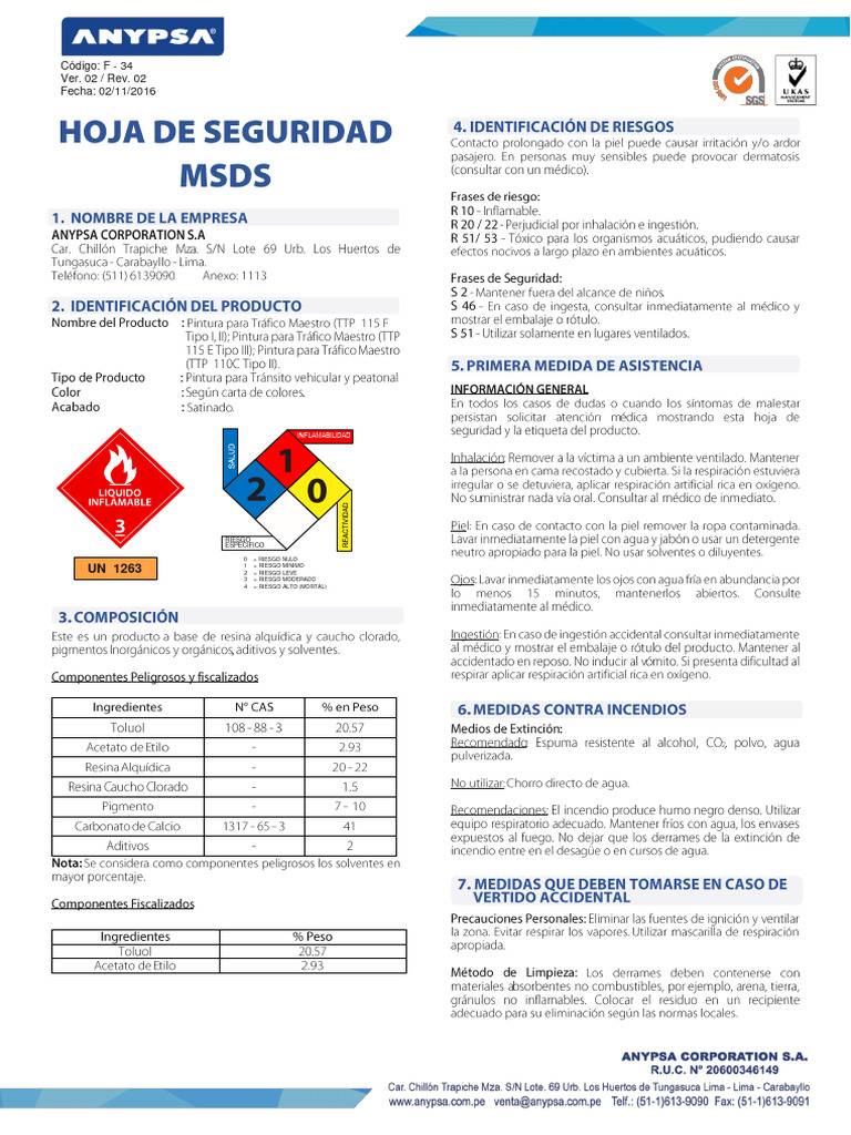 K Cc3 148a Hse Msds 0051 - r0 Ea (Pintura para Trafico Anypsa) | PDF K Cc3 148a Hse Msds 0051 - r0 Ea (Pintura para Trafico Anypsa) | PDF