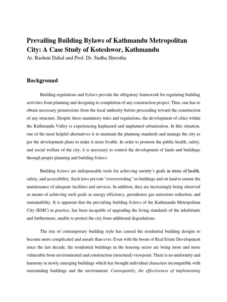 Prevailing Building Bylaws of Kathmandu | PDF | Zoning | Building