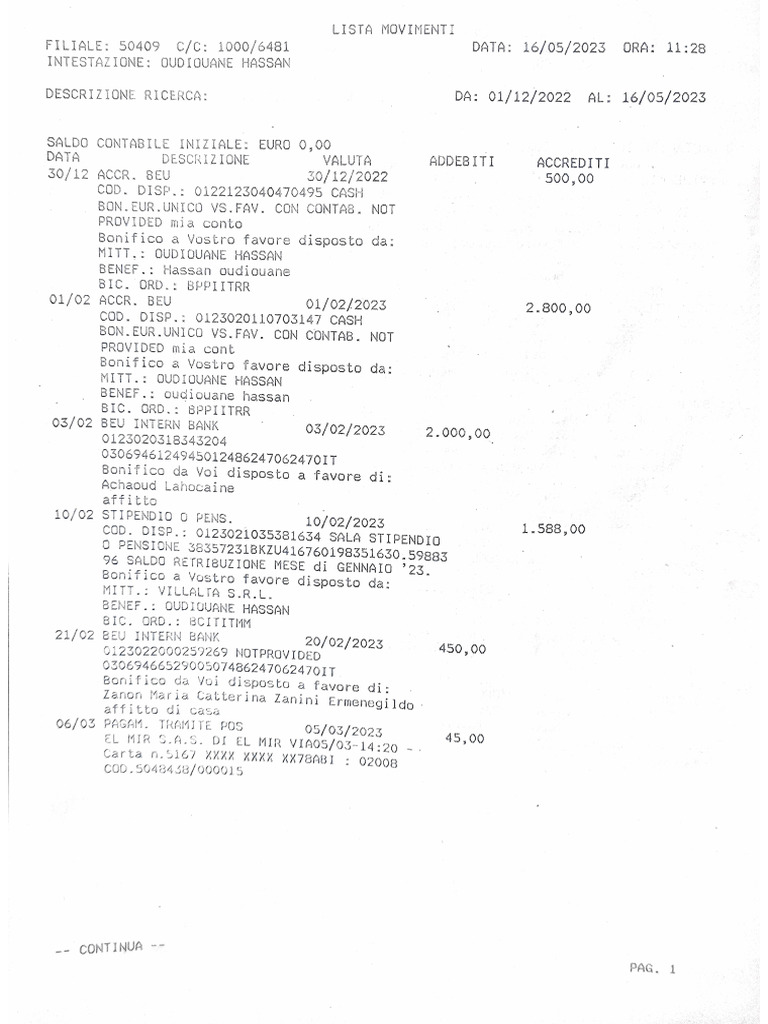 Lista Movimenti 1 | PDF