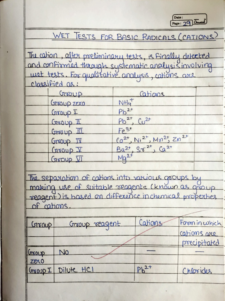 Practical Wet Test For Basic Radical 1+2 | PDF | Chemistry | Chemical ...