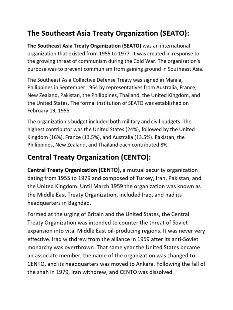 The Southeast Asia Treaty Organization | PDF | International Relations ...