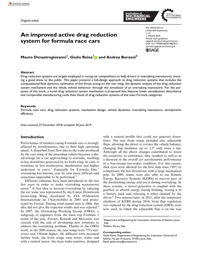 An Improved Active Drag Reduction System For Formula Cars | Download ...