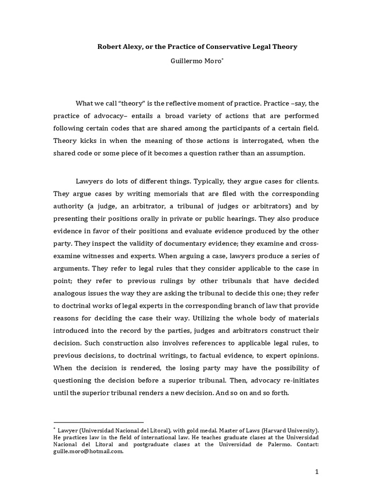 Robert Alexy, or The Practice of Conservative Legal Theory | PDF ...