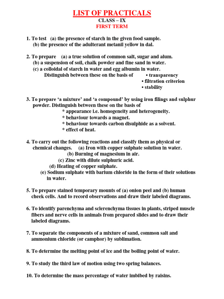 IX Practical | PDF | Tissue (Biology) | Mixture