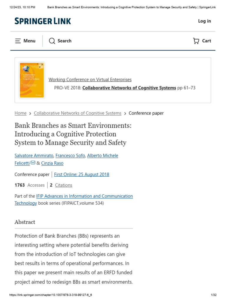 Bank Branches As Smart Environments - Introducing A Cognitive Protection System To Manage ...