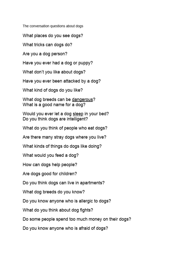 Conversation Questions About Dogs | PDF | Self-Improvement | Wellness