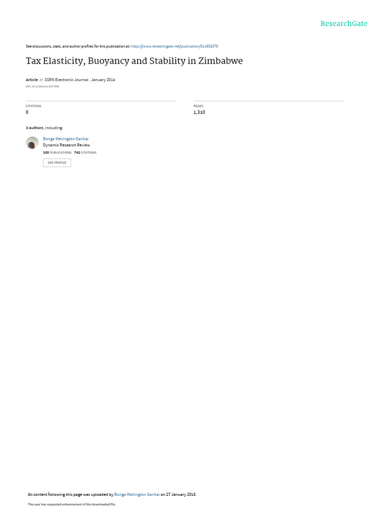 Tax Elasticity Buoyancy and Stability in Zimbabwe | PDF | Finance ...