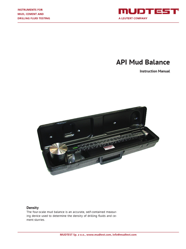 Instruction Manual Api Mud Balance | PDF | Pound (Mass) | Density