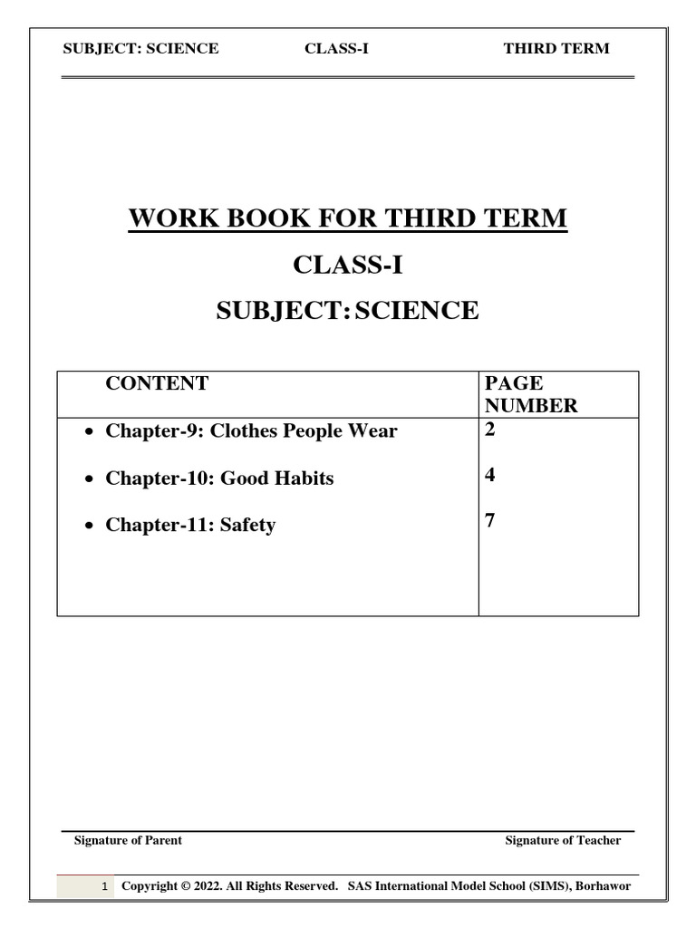 Class-1-3rd Term-Science | PDF | Clothing | All Rights Reserved