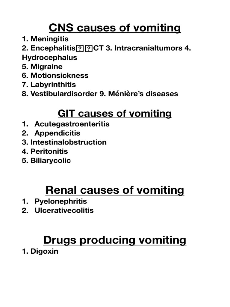 Causes of Vomiting: A Comprehensive Guide | PDF | Science & Mathematics