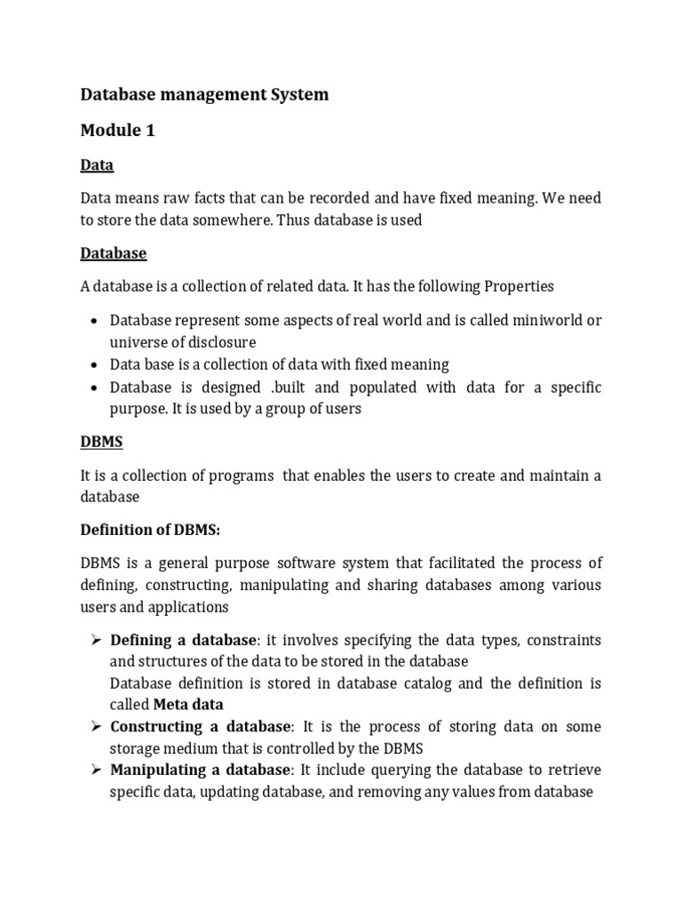 Module 1-dbms | PDF | Databases | Conceptual Model Module 1-dbms | PDF | Databases | Conceptual Model