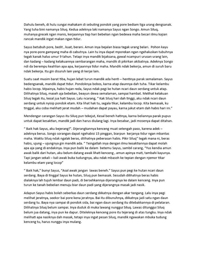 Dongeng Siluq Pendah Ke Pusat Air | PDF | Puisi