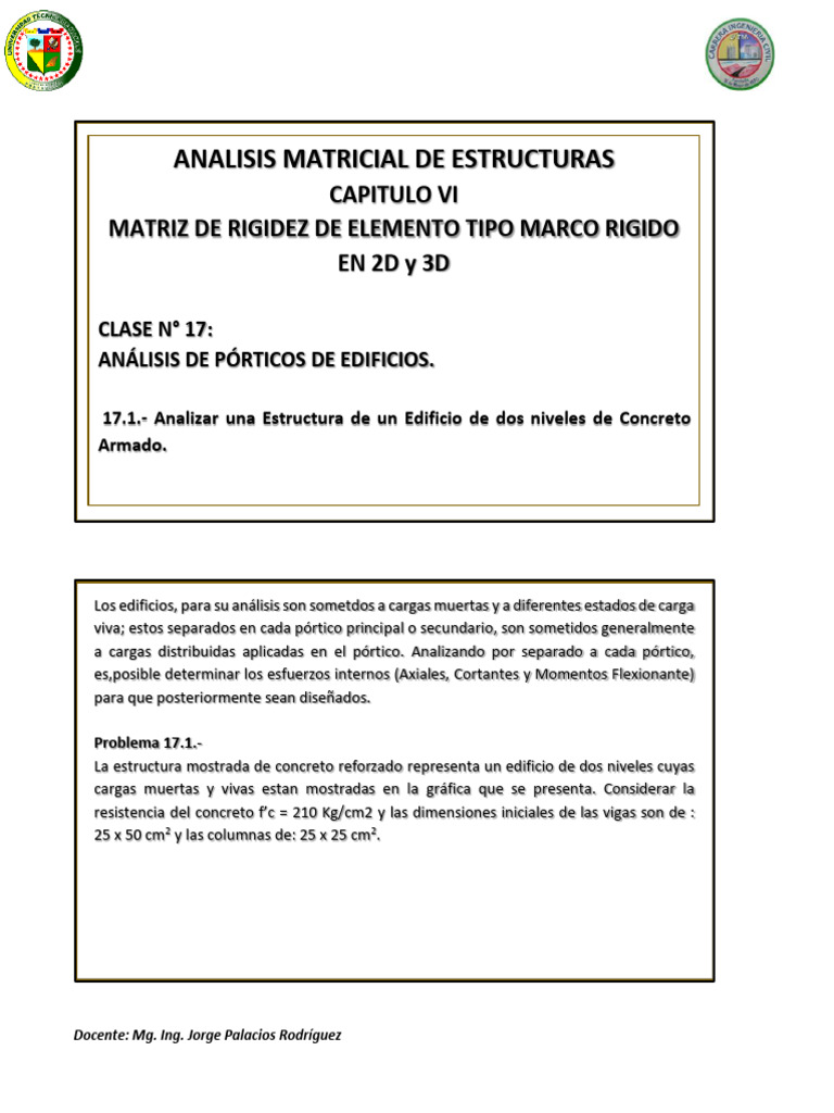 17.-) Clase #17. - Análisis de Pórticos de Edificios | PDF