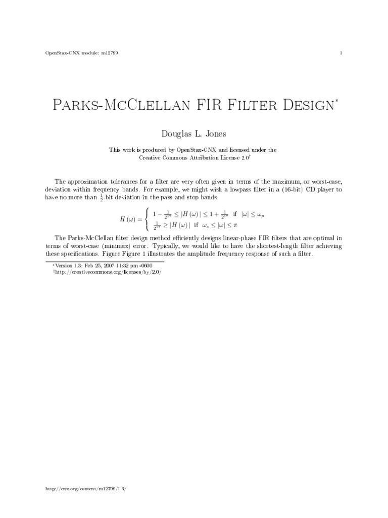 Parks Mcclellan Fir Filter Design 3 | PDF | Computational Science ... Parks Mcclellan Fir Filter Design 3 | PDF | Computational Science ...