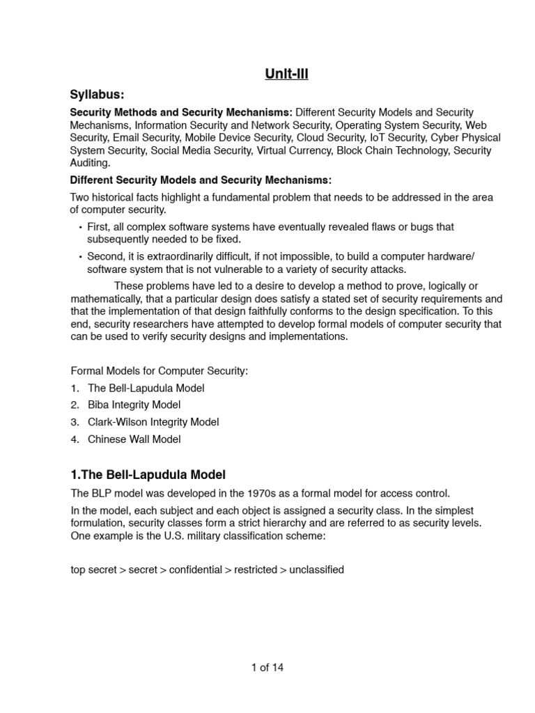 Security Models and Mechanisms Overview | PDF | Security | Computer ...