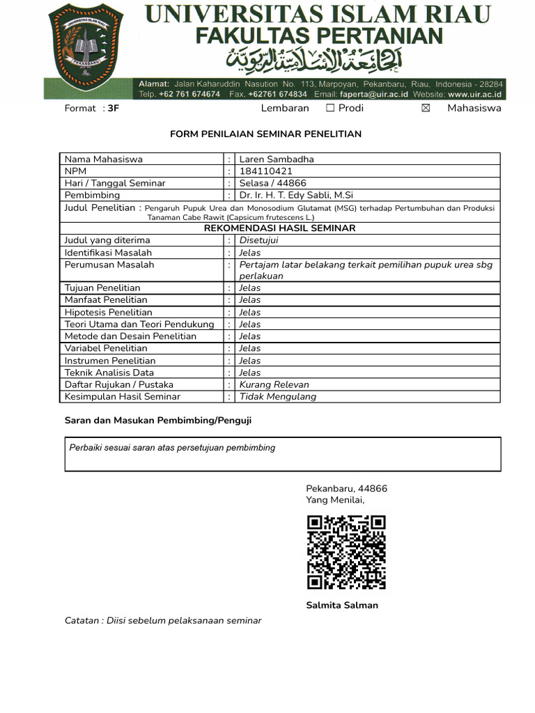 Format 3F An Laren Sambadha 2 | PDF