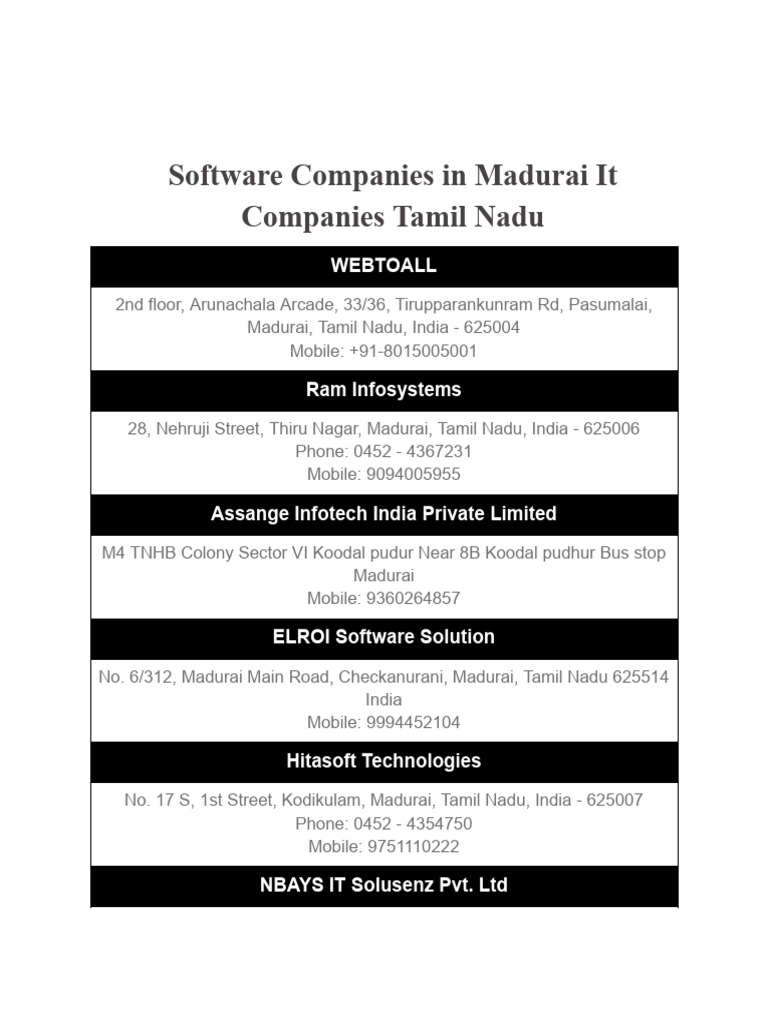 It Company Madurai | Download Free PDF | Tamil Nadu | Tamils